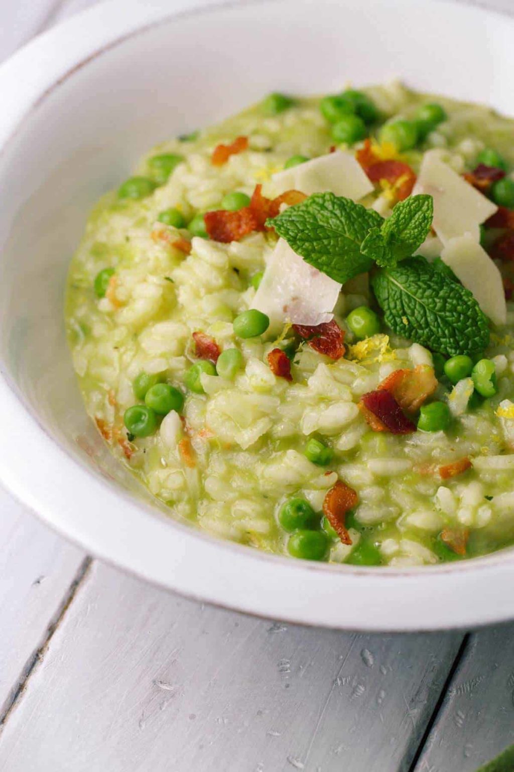 Creamy Pea Risotto with Bacon - Jessica Gavin
