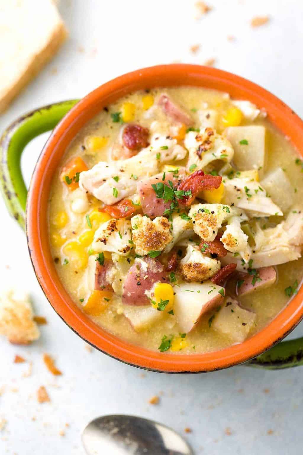 Slow Cooker Cauliflower Corn Chowder - Jessica Gavin