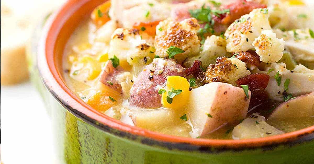 Slow Cooker Cauliflower Corn Chowder - Jessica Gavin