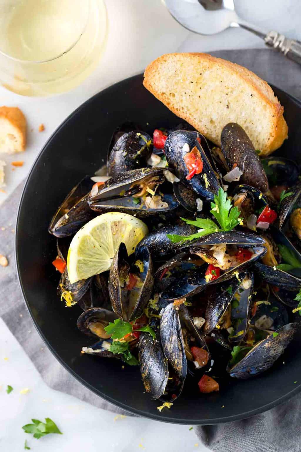 Steamed Mussels with White Wine and Garlic - Jessica Gavin