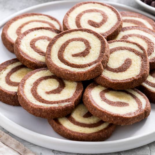Chocolate and Vanilla Pinwheel Cookies - Jessica Gavin
