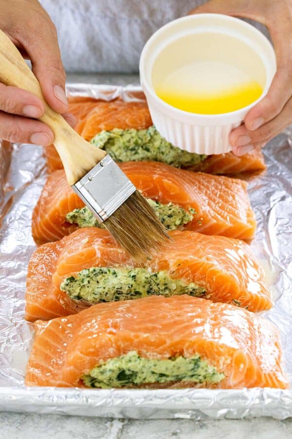 Spinach Stuffed Salmon Recipe - Jessica Gavin